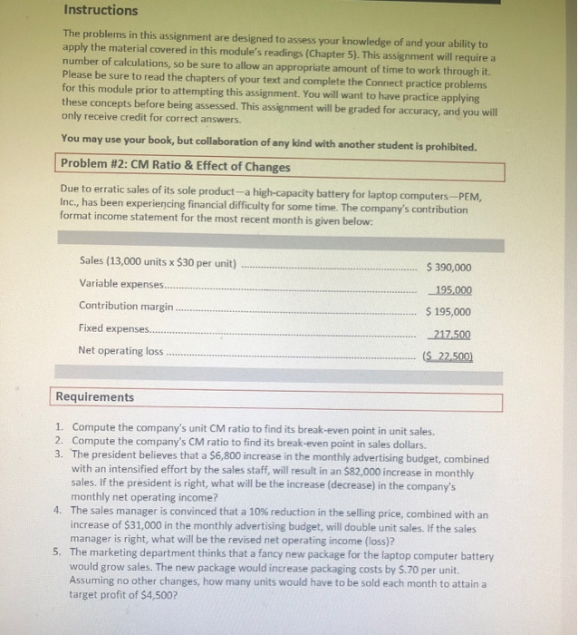 Solved Instructions The problems in this assignment are | Chegg.com