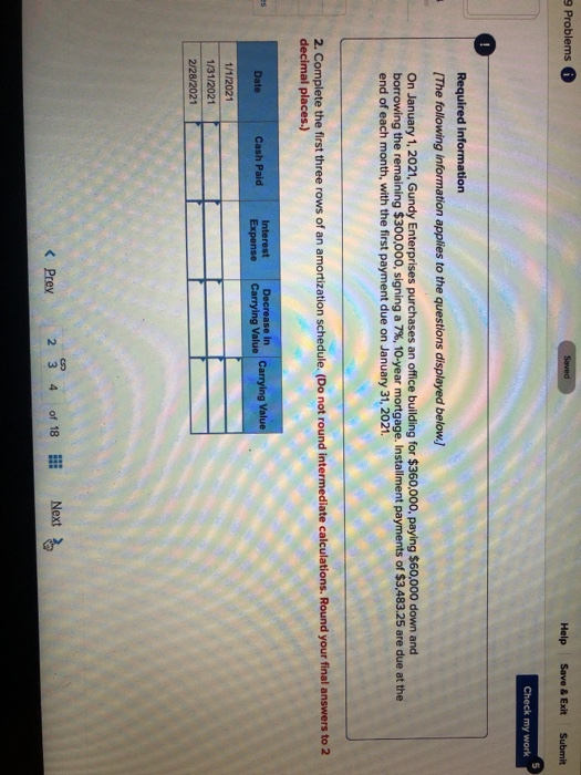 Solved 9 Problems Help Save & Exit Submit Check my work | Chegg.com