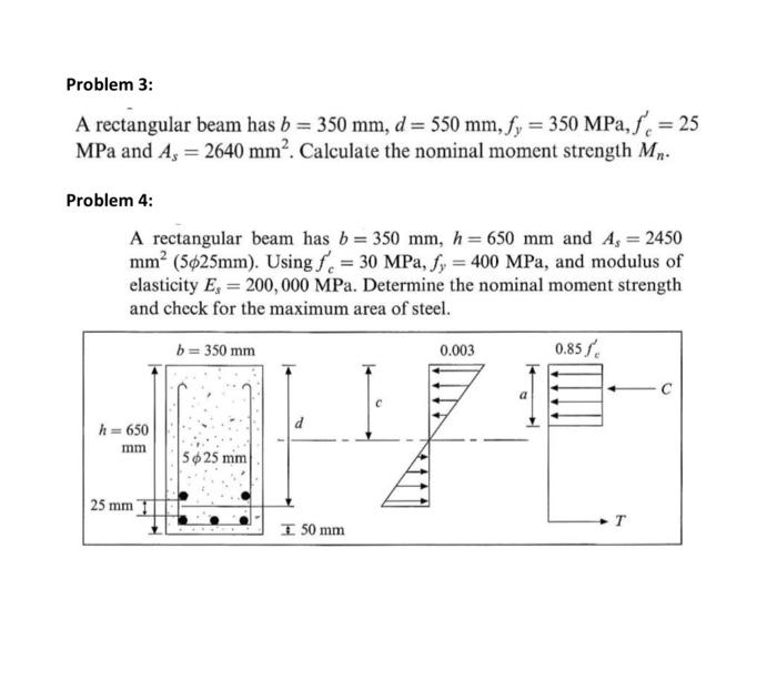 Solved A rectangular beam has b=350 mm,d=550 | Chegg.com