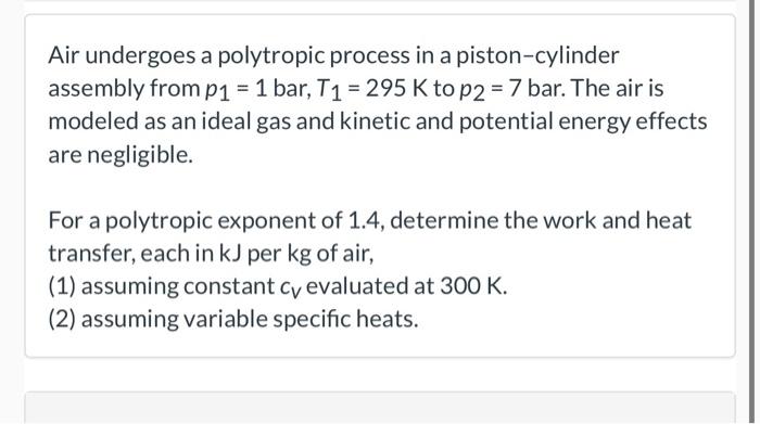 Solved Air undergoes a polytropic process in a | Chegg.com