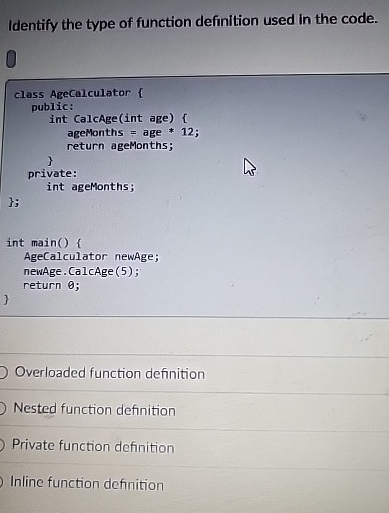 Solved Identify the type of function definition used in the | Chegg.com