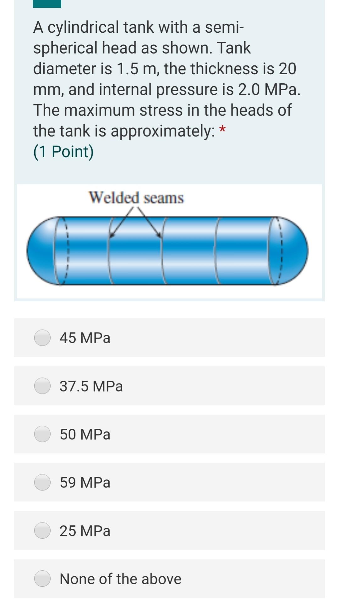 Solved A cylindrical tank with a semi- spherical head as | Chegg.com