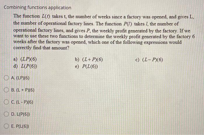 Solved Combining functions application The function L(t) | Chegg.com