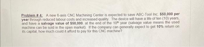 Solved Problem \# 4: A new 6-axis CNC Machining Center is | Chegg.com