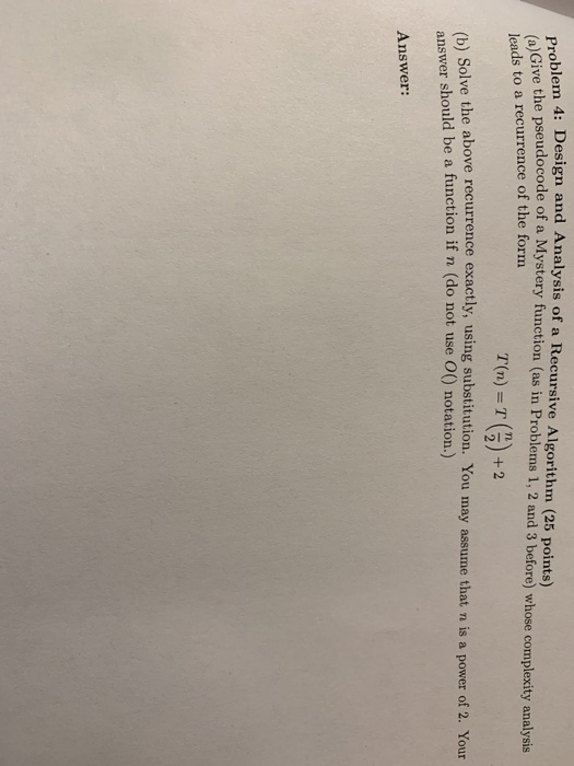 Solved Problem 4: Design and A: Design and Analysis of a | Chegg.com