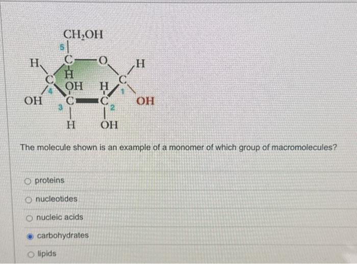 Solved The molecules shown is an example of a monomer of | Chegg.com