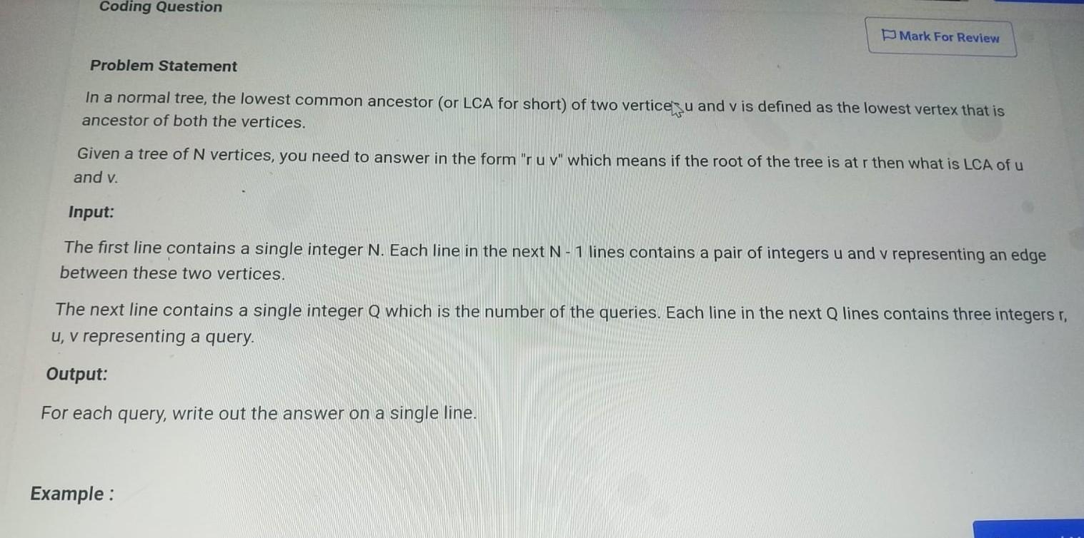 Solved Problem Statement In a normal tree, the lowest common | Chegg.com