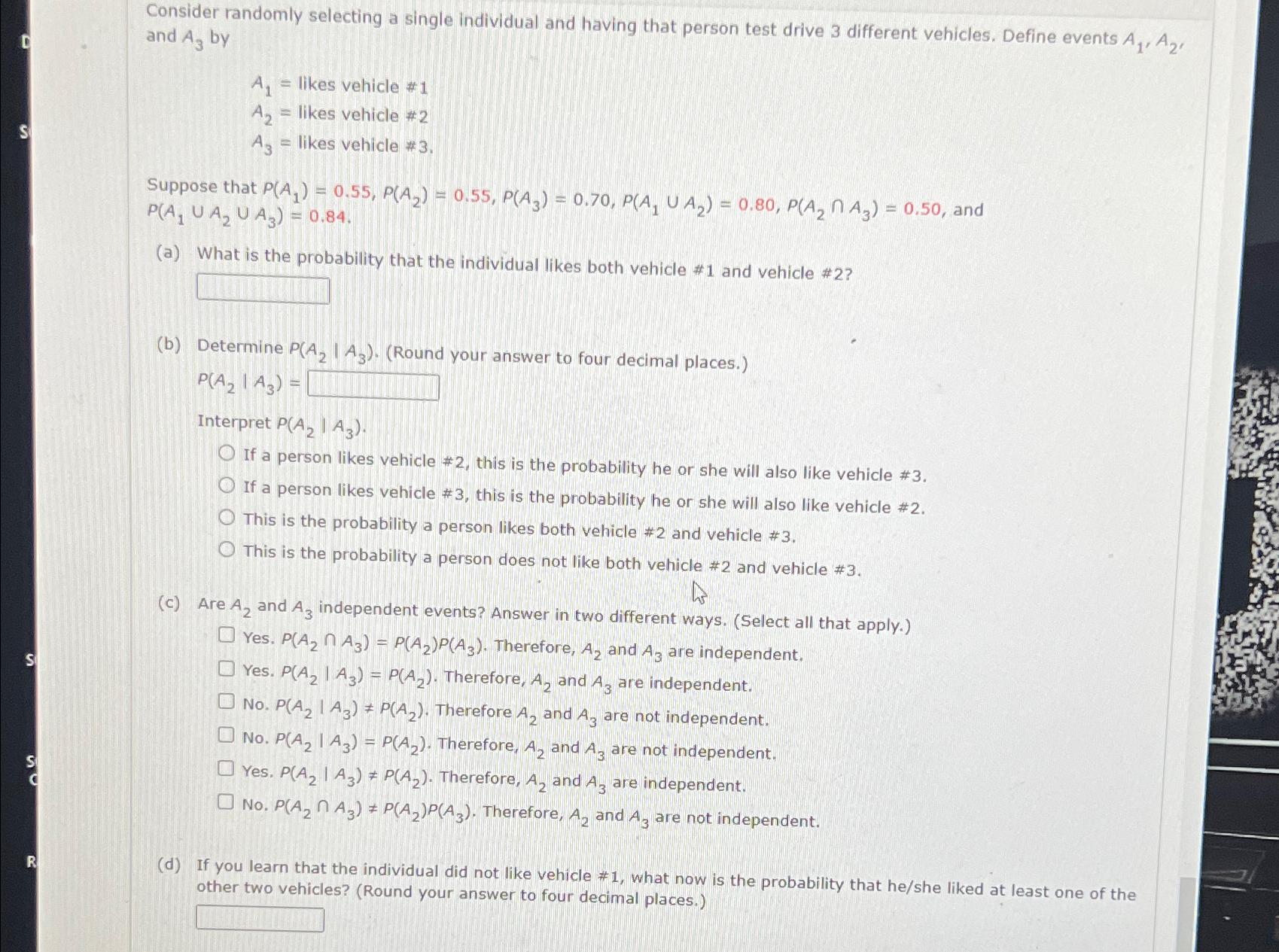 Solved Consider randomly selecting a single individual and | Chegg.com