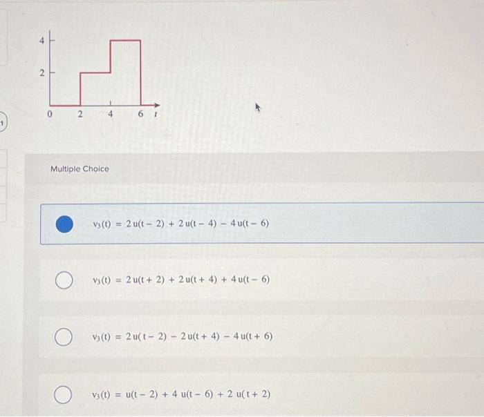 Solved Multiple Choice v3(t)=2u(t−2)+2u(t−4)−4u(t−6) | Chegg.com