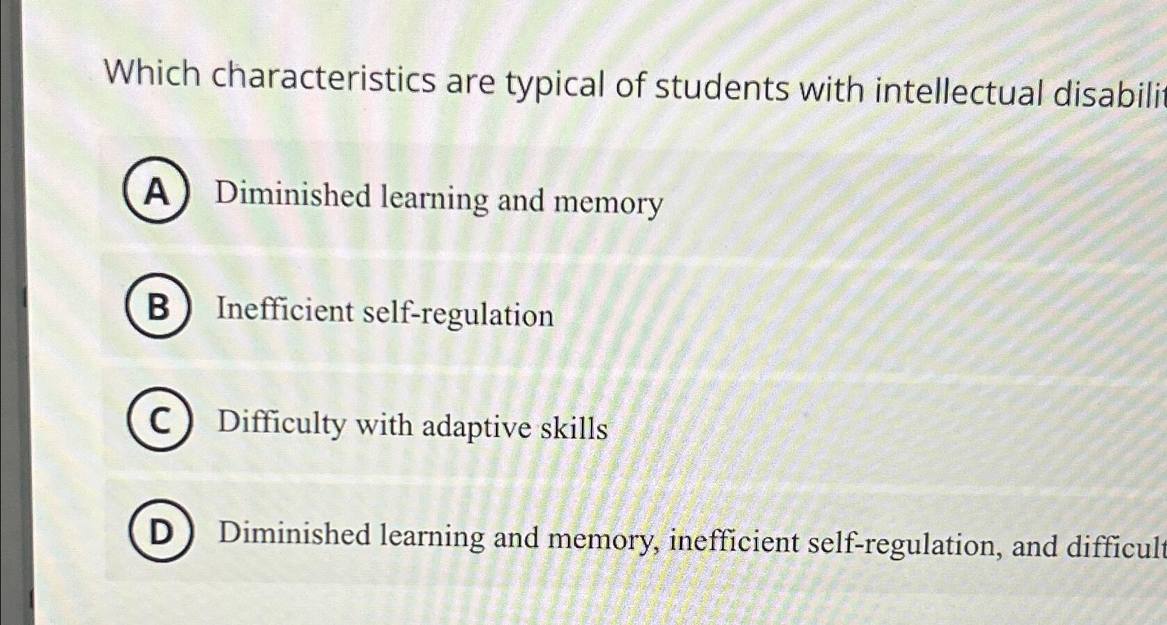 Solved Which characteristics are typical of students with | Chegg.com