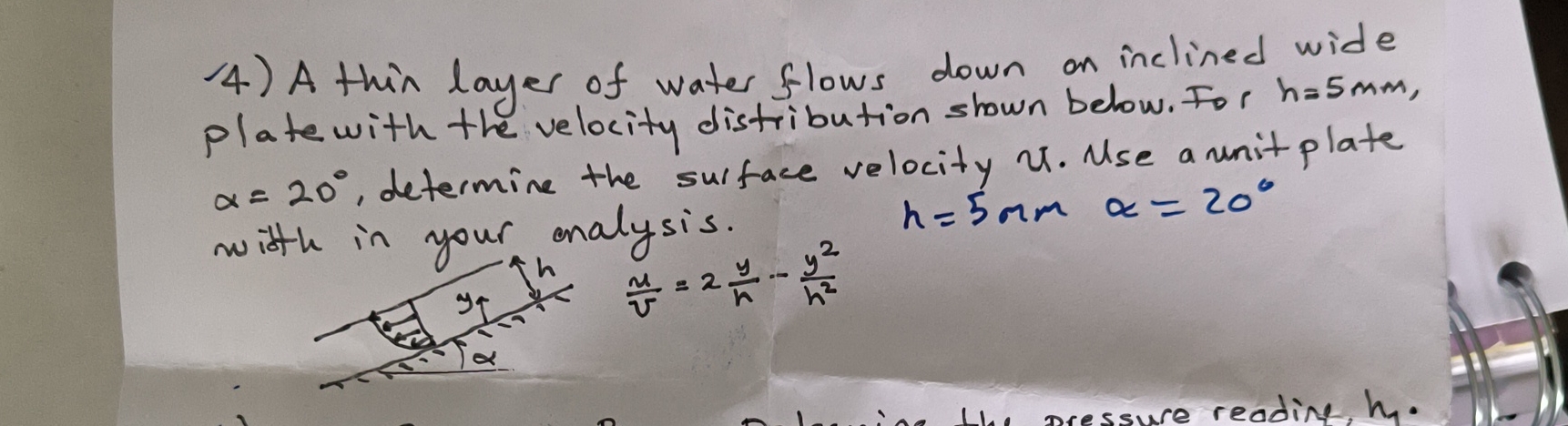 Solved A thin layer of water flows down an inclined wide | Chegg.com