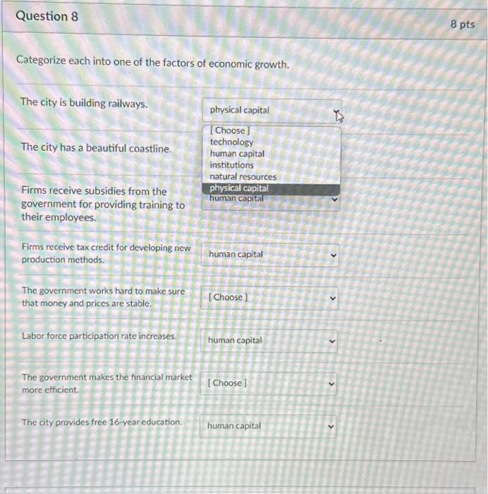 Solved Categorize each into one of the factors of economic | Chegg.com