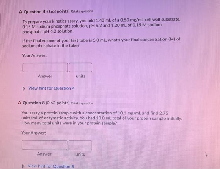 Solved A Question 4 (0.63 points) Retake question To prepare | Chegg.com