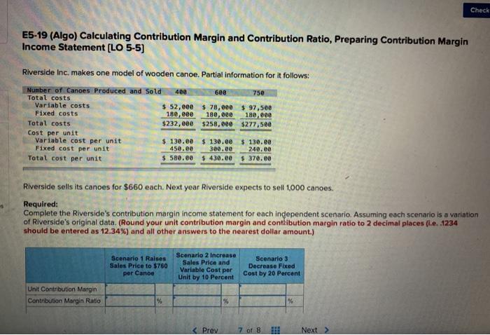 Solved Check E5-19 (Algo) Calculating Contribution Margin | Chegg.com