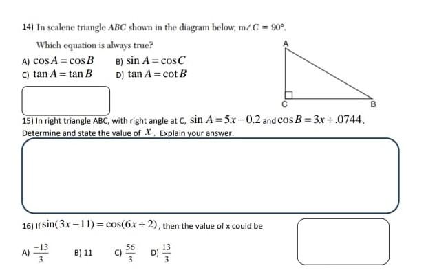 Solved 14) In scalene triangle ABC shown in the diagram | Chegg.com