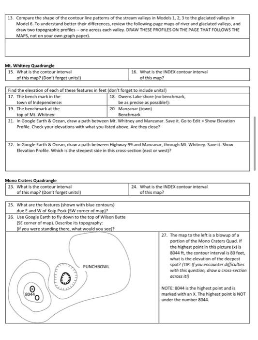 Solved Topographic Maps Lab Exercises MODELS (At home, | Chegg.com