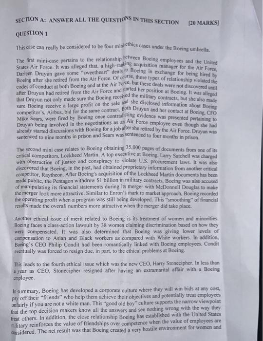 SECTION A: ANSWER ALL THE QUESTIONS IN THIS SECTION | Chegg.com