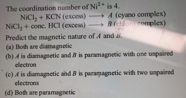 Solved The coordination number of Ni2+ ﻿is | Chegg.com