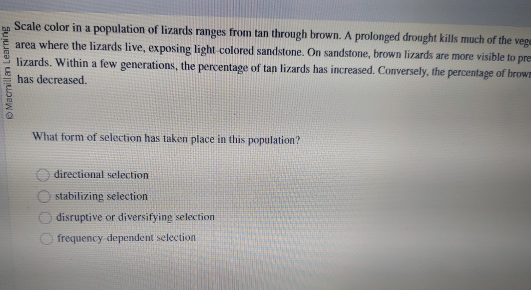 Solved Scale color in a population of lizards ranges from | Chegg.com