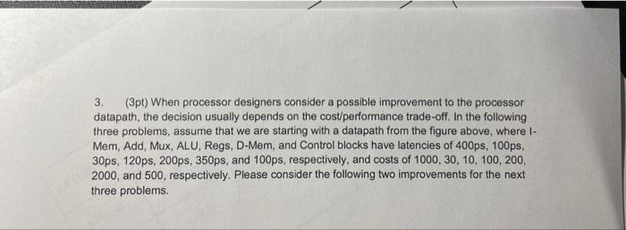 Solved 3 (3pt) When processor designers consider a possible | Chegg.com