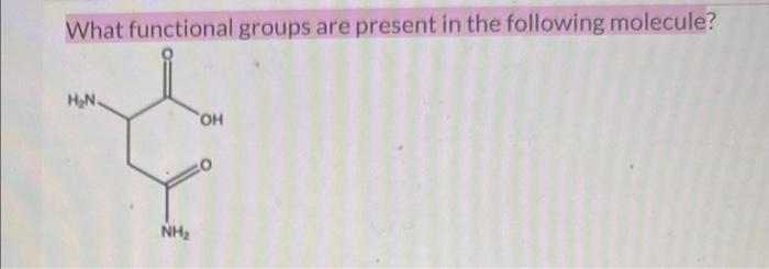 Solved What functional groups are present in the following | Chegg.com