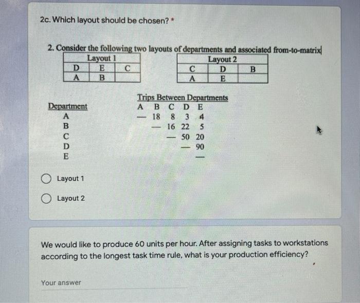 Solved 2c. Which layout should be chosen? * 2. Consider the | Chegg.com