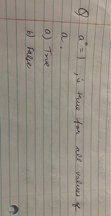 Solved a ů true for all all values of - a) True b) false | Chegg.com