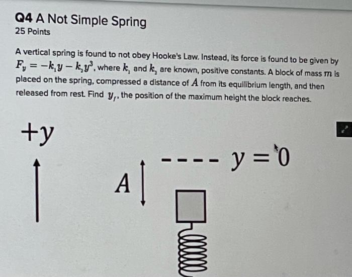 Solved Q4 A Not Simple Spring 25 Points A vertical spring is | Chegg.com