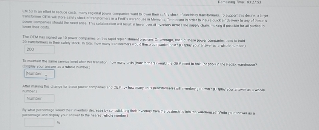 Solved Remaining Time 0327.53LM 53 ﻿in an effort to reduce | Chegg.com