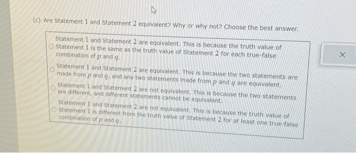 Solved Consider statements p and q. p: It is fall. q: We are | Chegg.com