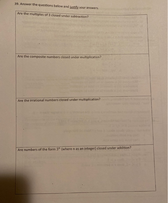 Solved 39. Answer the questions below and justify your | Chegg.com