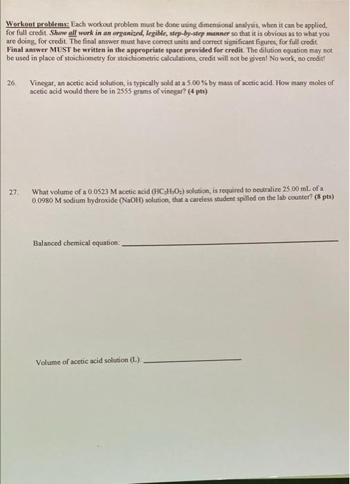 Solved Workout problems: Each workout problem must be done | Chegg.com