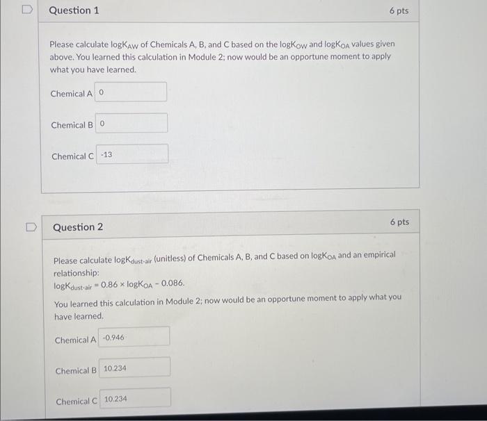 Solved Assume Chemicals A, B, and C have the same | Chegg.com