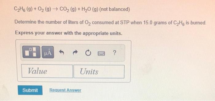 Solved C2H6( g)+O2( g)→CO2( g)+H2O(g) (not balanced) | Chegg.com