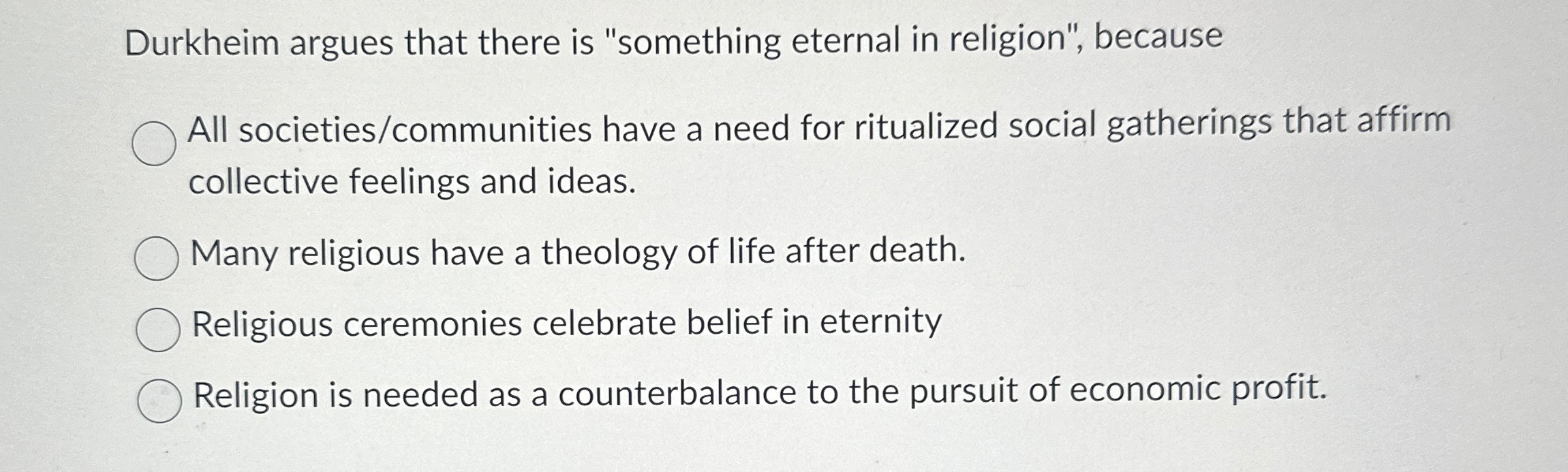 Solved Durkheim argues that there is "something eternal in | Chegg.com