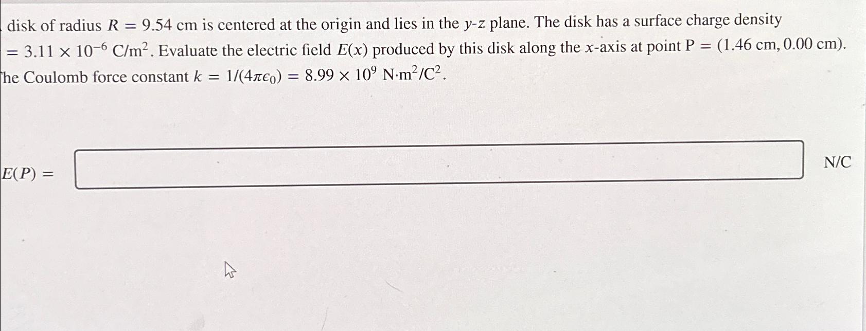 Solved disk of radius R=9.54cm is centered at the origin and | Chegg.com