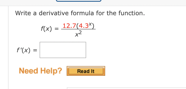 Solved Write a derivative formula for the | Chegg.com