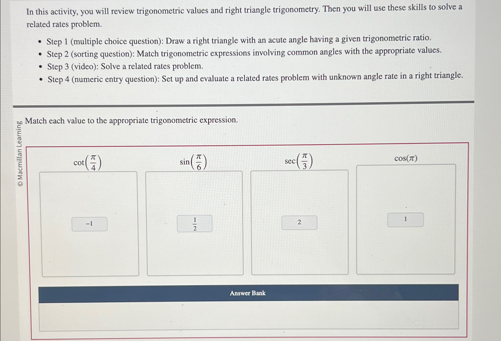 Solved In this activity, you will review trigonometric | Chegg.com