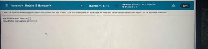 Solved Save = Homework: Modulo 18 Homework Question | Chegg.com