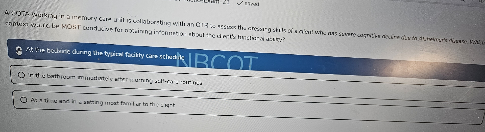 Solved context would be MOST conducive for obtaining | Chegg.com