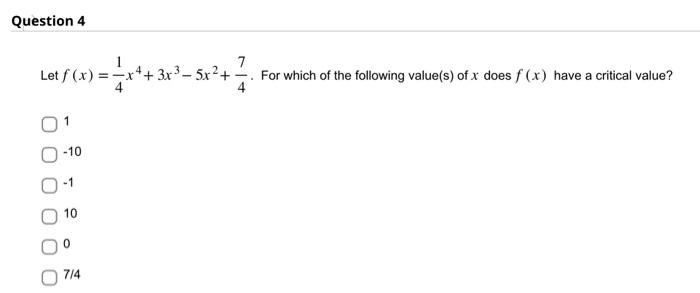 Solved Let f(x)=x3+6x2−63x+56. For which of the following | Chegg.com