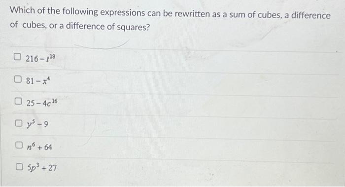 Solved Which of the following expressions can be rewritten | Chegg.com