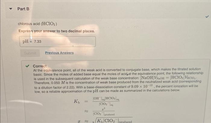 Solved Calculate the pH at the equivalence point in | Chegg.com