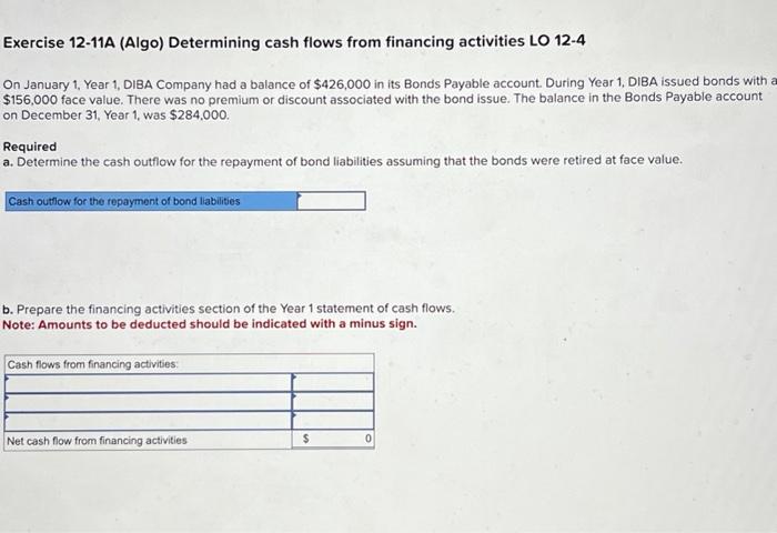 Solved Exercise 12-11A (Algo) Determining cash flows from | Chegg.com