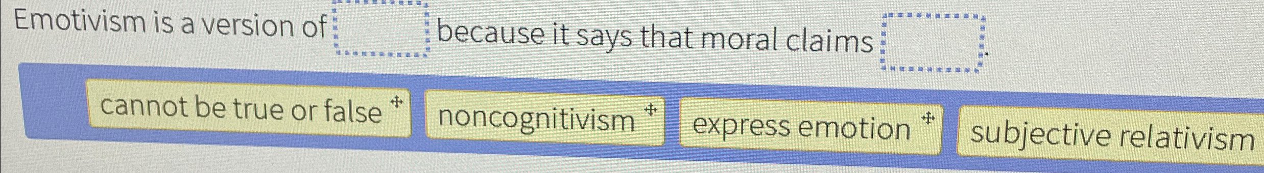 Solved Emotivism is a version of? q, ﻿because it says that | Chegg.com