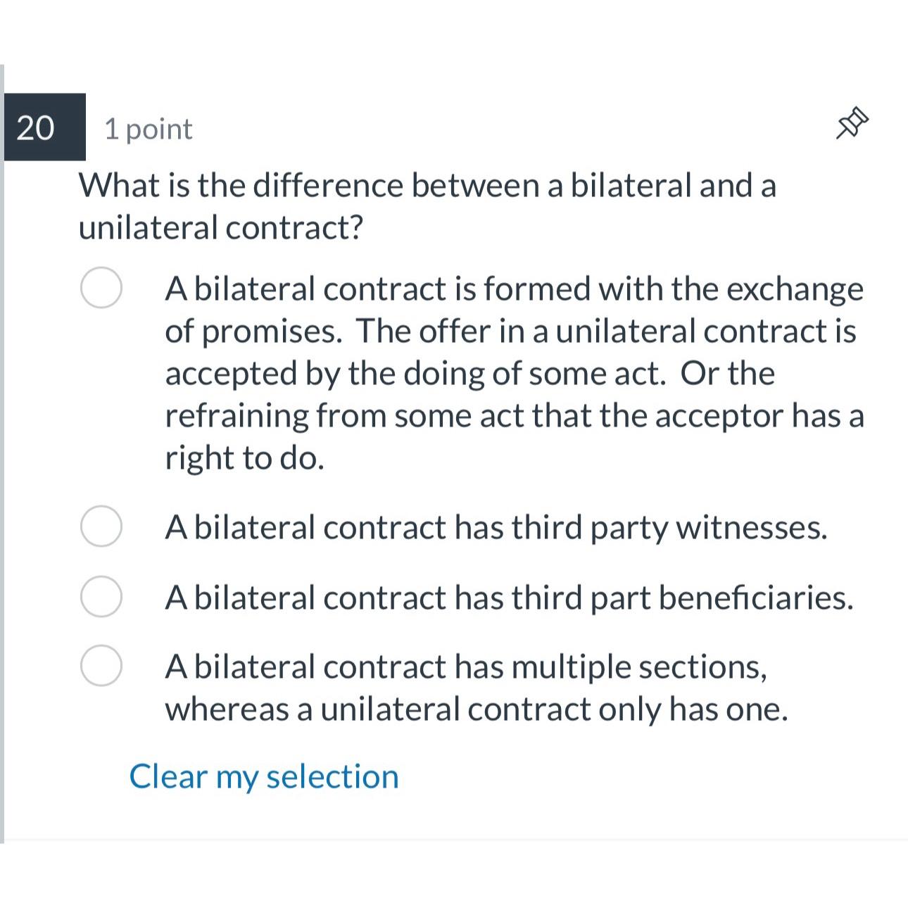 Solved 1 ﻿pointWhat is the difference between a bilateral | Chegg.com