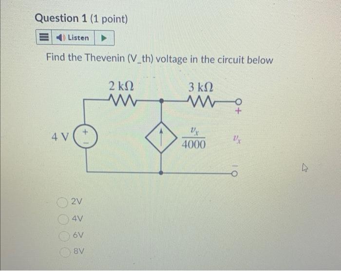 Solved Find the Thevenin (V_th) voltage in the circuit below | Chegg.com