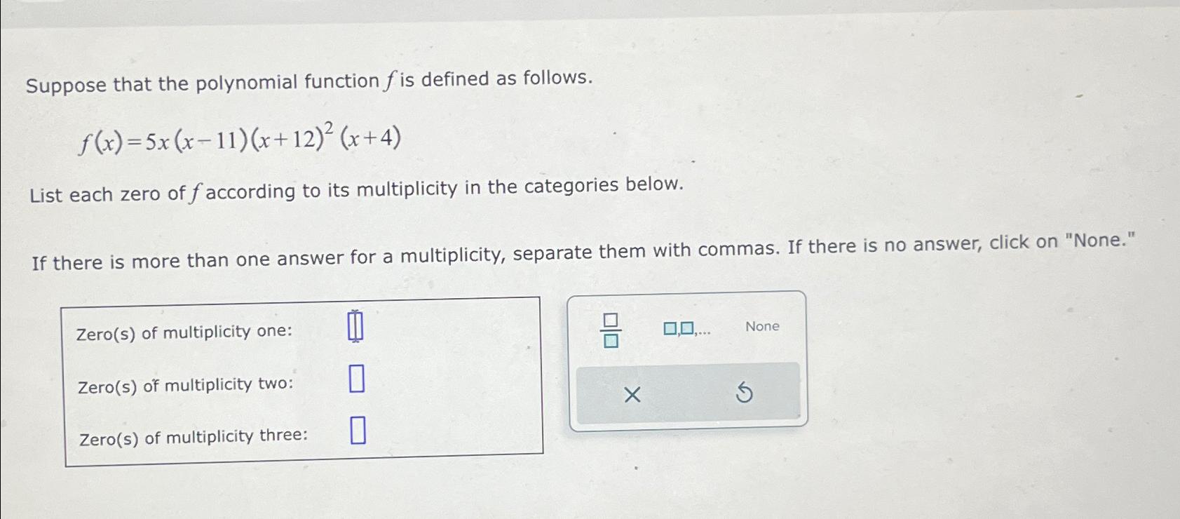 Solved Suppose that the polynomial function f ﻿is defined as | Chegg.com