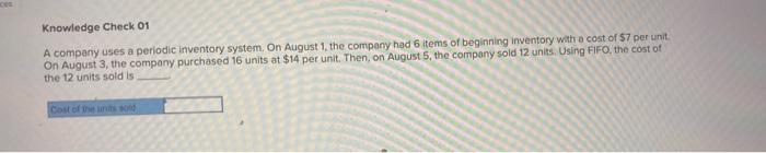 Solved Knowledge Check 01 A company uses a periodic | Chegg.com