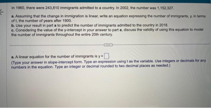 Solved In 1960, there were 243,810 immigrants admitted to a | Chegg.com